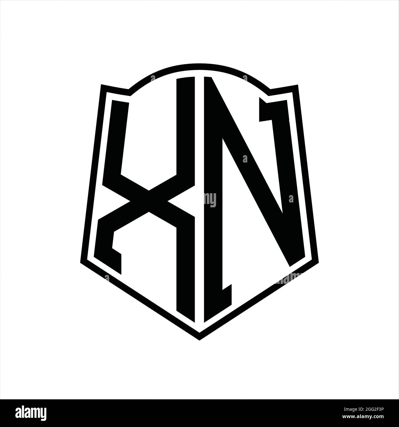 XN Logo monogram with shield shape outline design template isolated in white background Stock ...