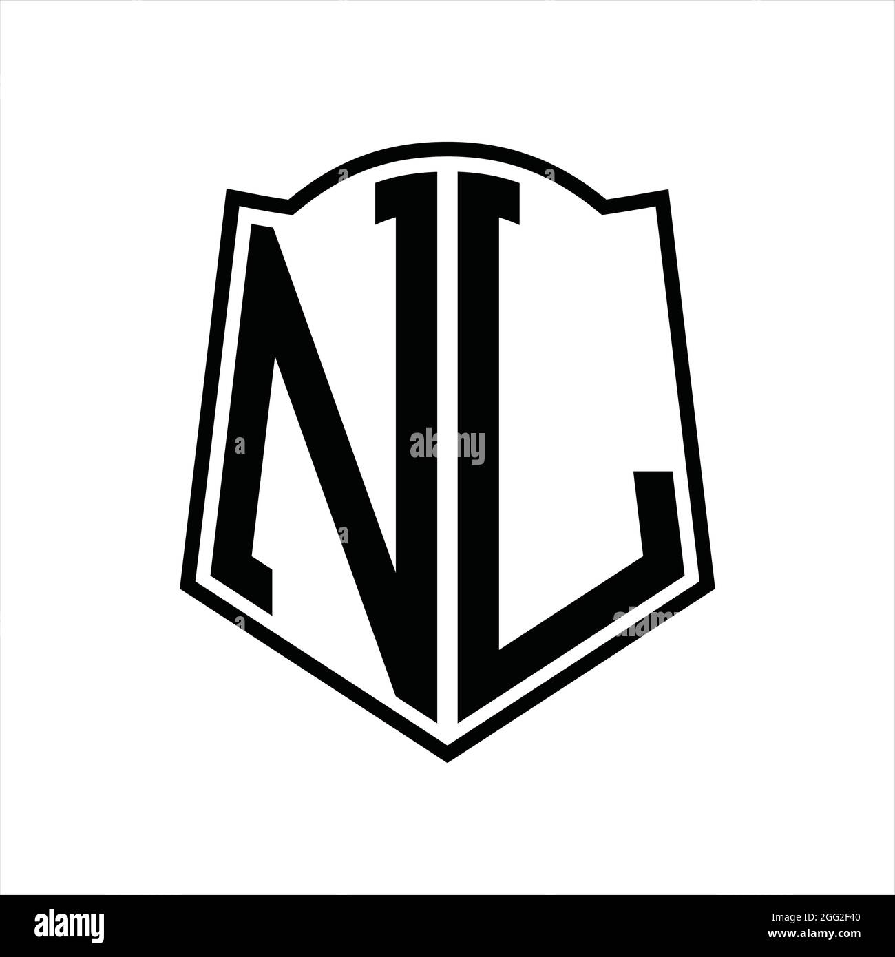 NL Logo monogram with shield shape outline design template isolated in ...