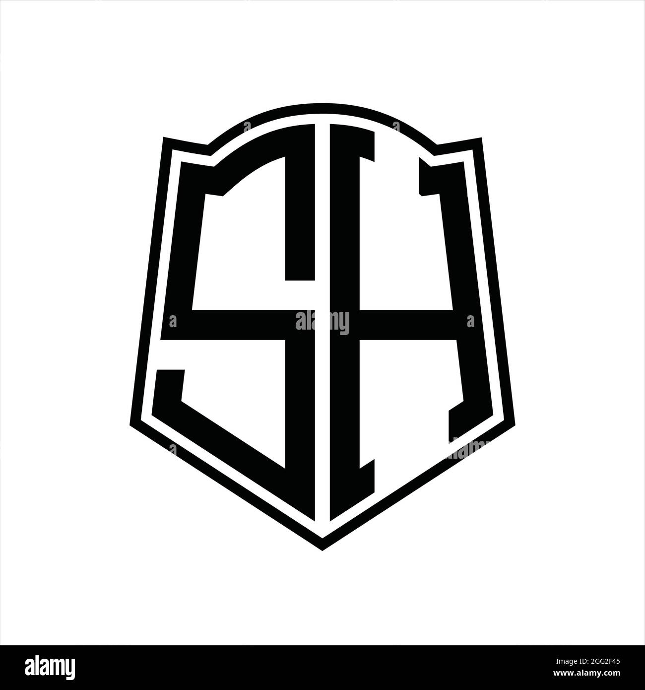SH Logo monogram with shield shape outline design template isolated in ...