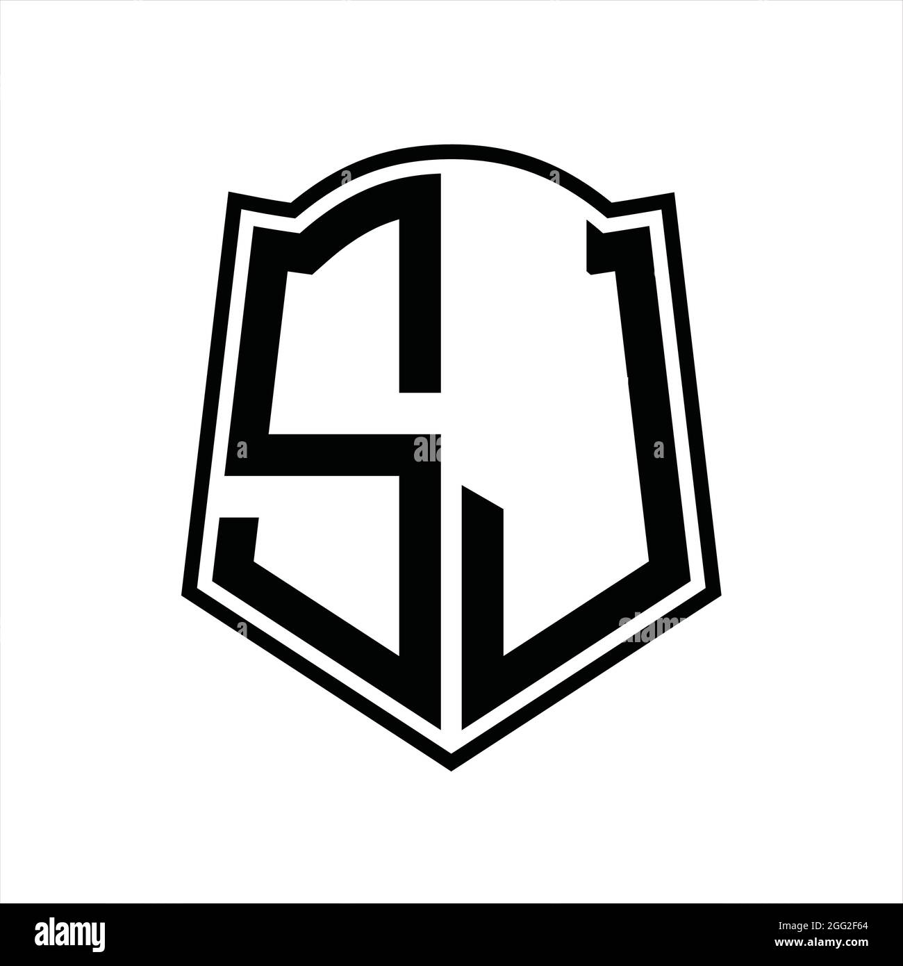 SJ Logo monogram with shield shape outline design template isolated in ...