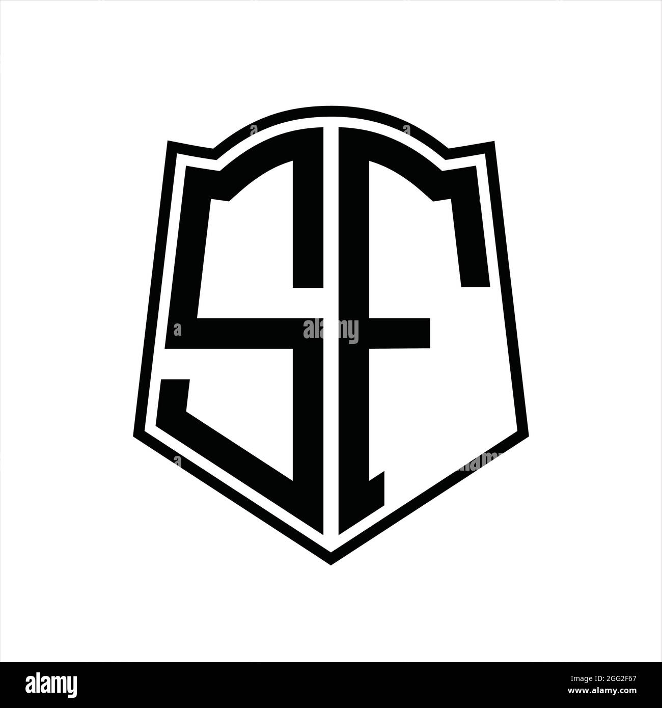 SF Logo monogram with shield shape outline design template isolated in ...