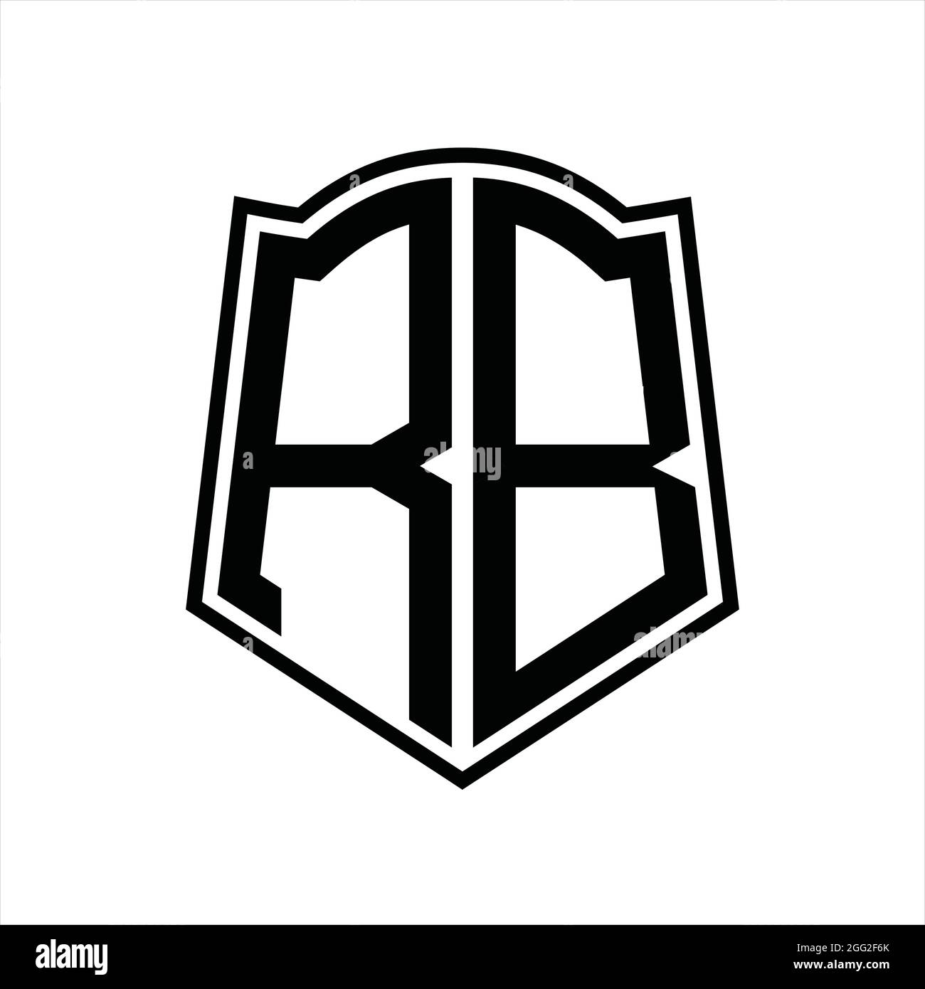 RB Logo monogram with shield shape outline design template isolated in ...