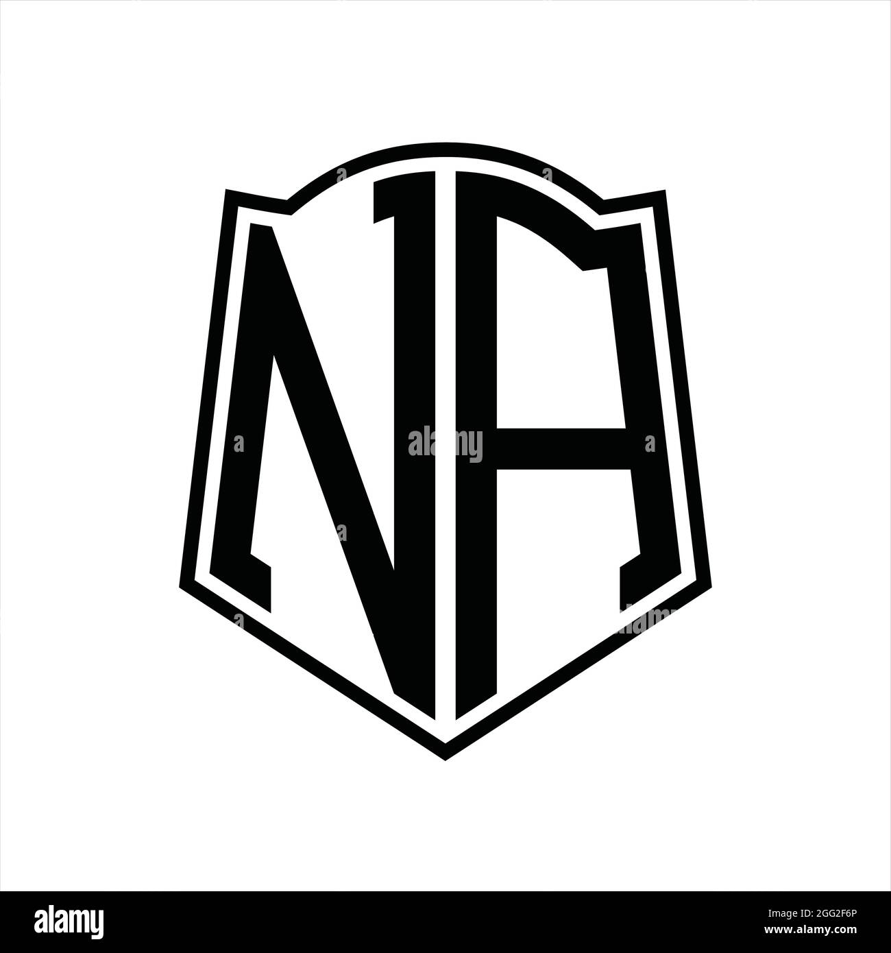 NA Logo monogram with shield shape outline design template isolated in ...