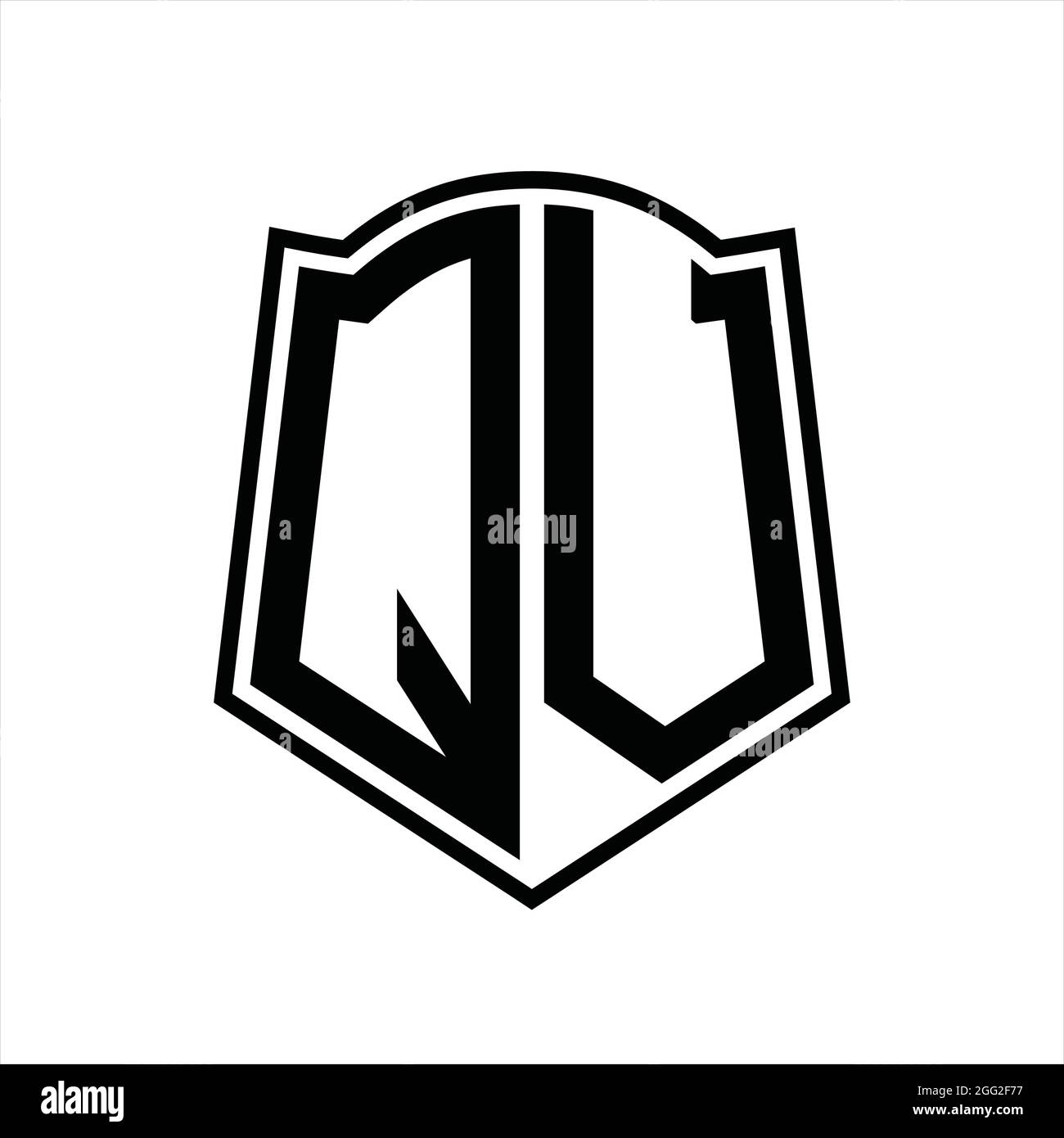 QV Logo monogram with shield shape outline design template isolated in ...