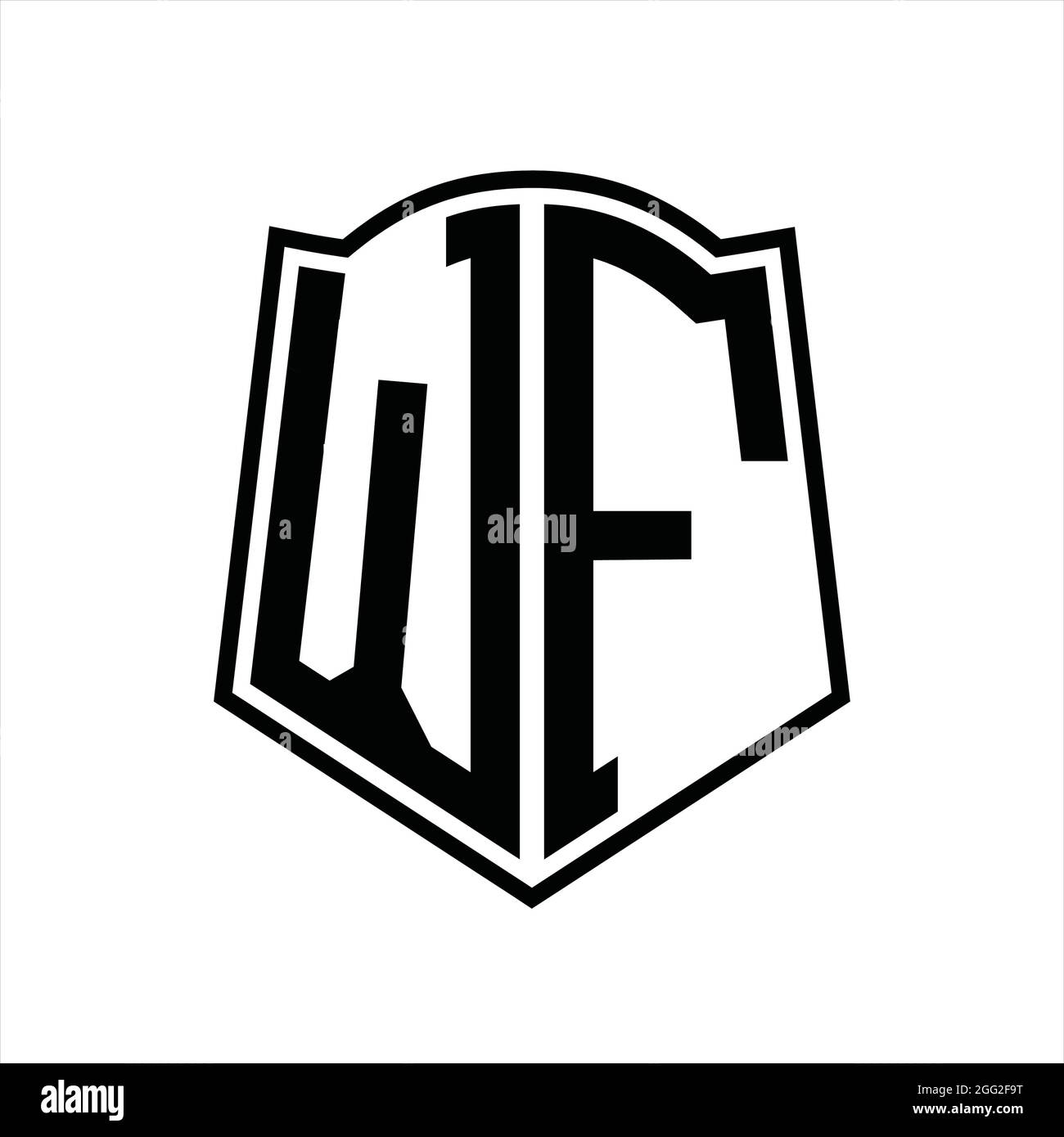 WF Logo monogram with shield shape outline design template isolated in ...