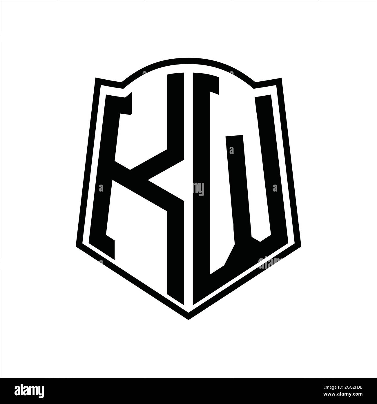 KW Logo monogram with shield shape outline design template isolated in ...