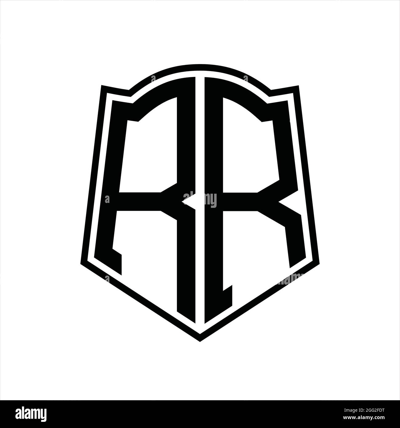 RR Logo monogram with shield shape outline design template isolated in ...