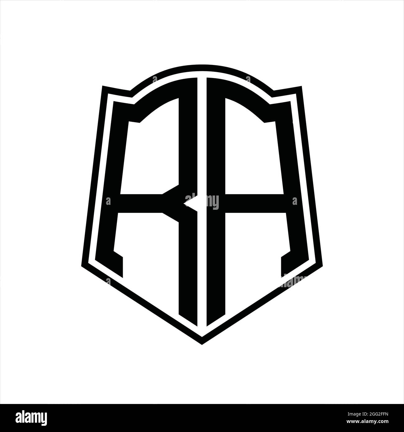 RA Logo monogram with shield shape outline design template isolated in ...