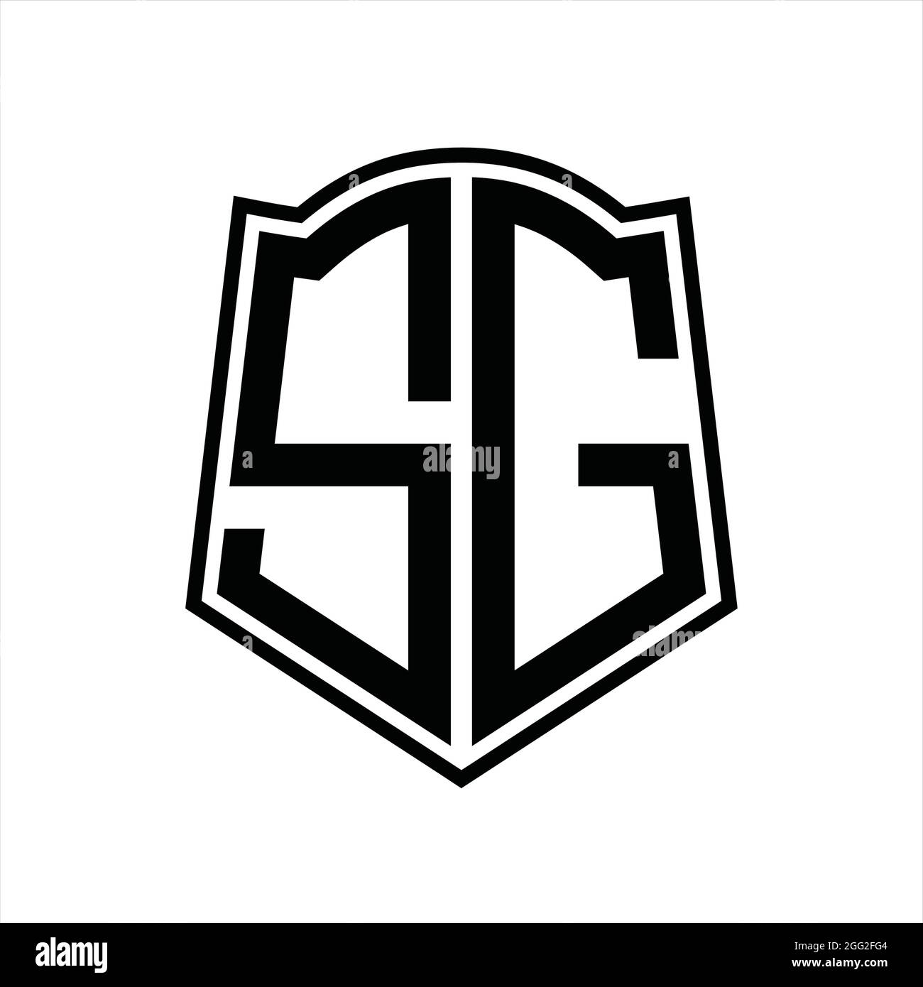 SG Logo monogram with shield shape outline design template isolated in ...
