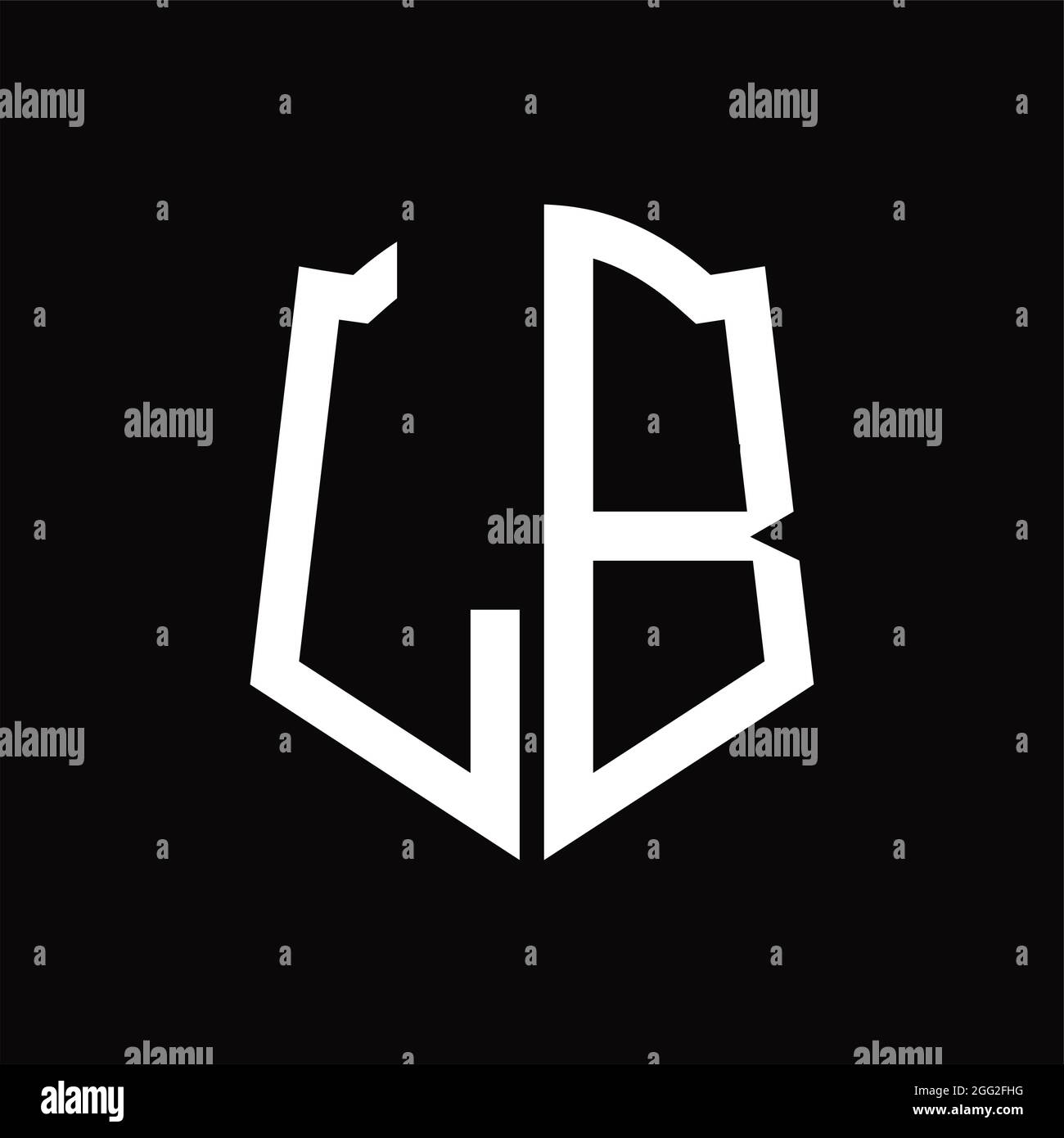 LB Logo monogram with shield shape ribbon black background design ...