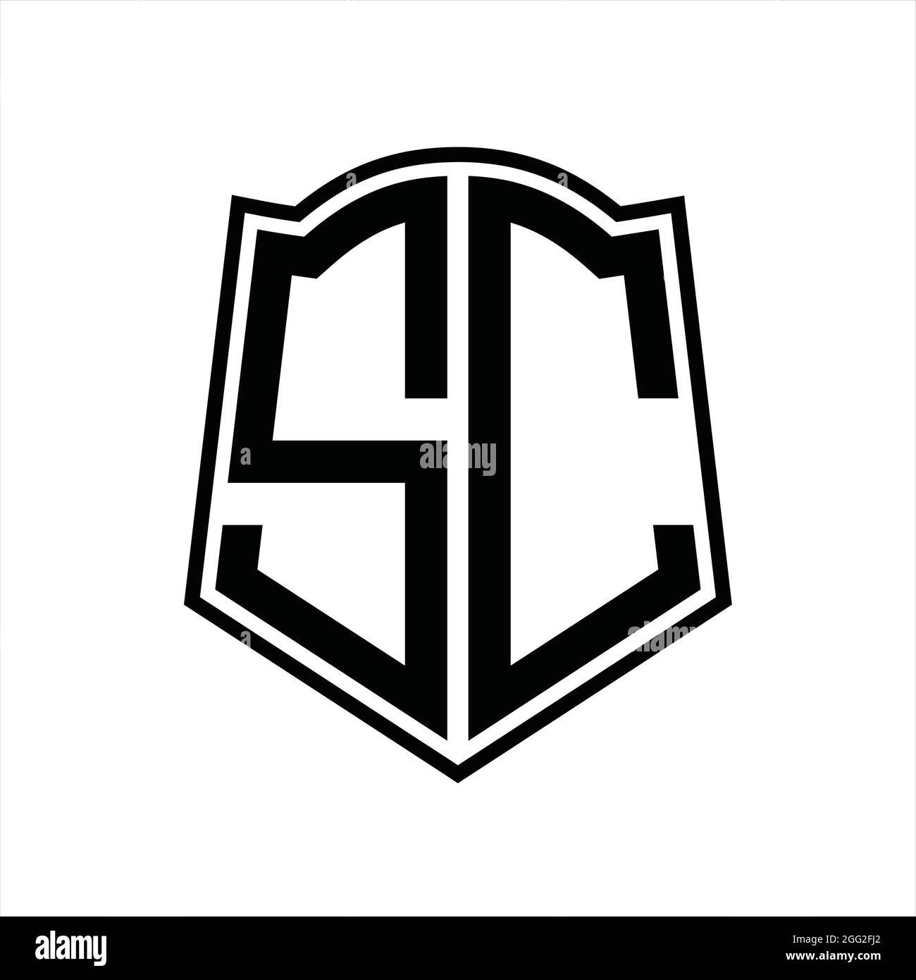 SC Logo monogram with shield shape outline design template isolated in ...
