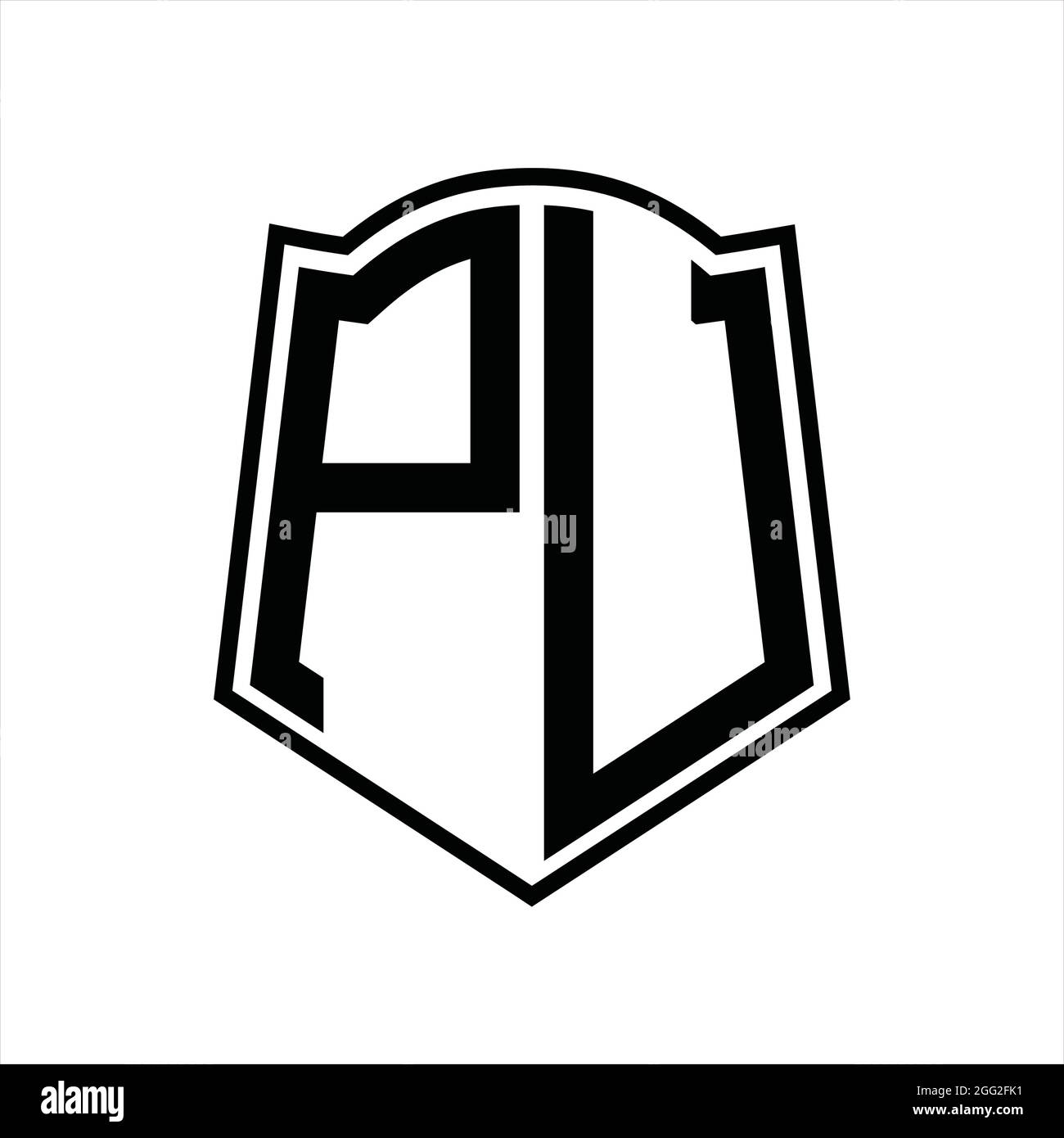 PU Logo monogram with shield shape outline design template isolated in ...