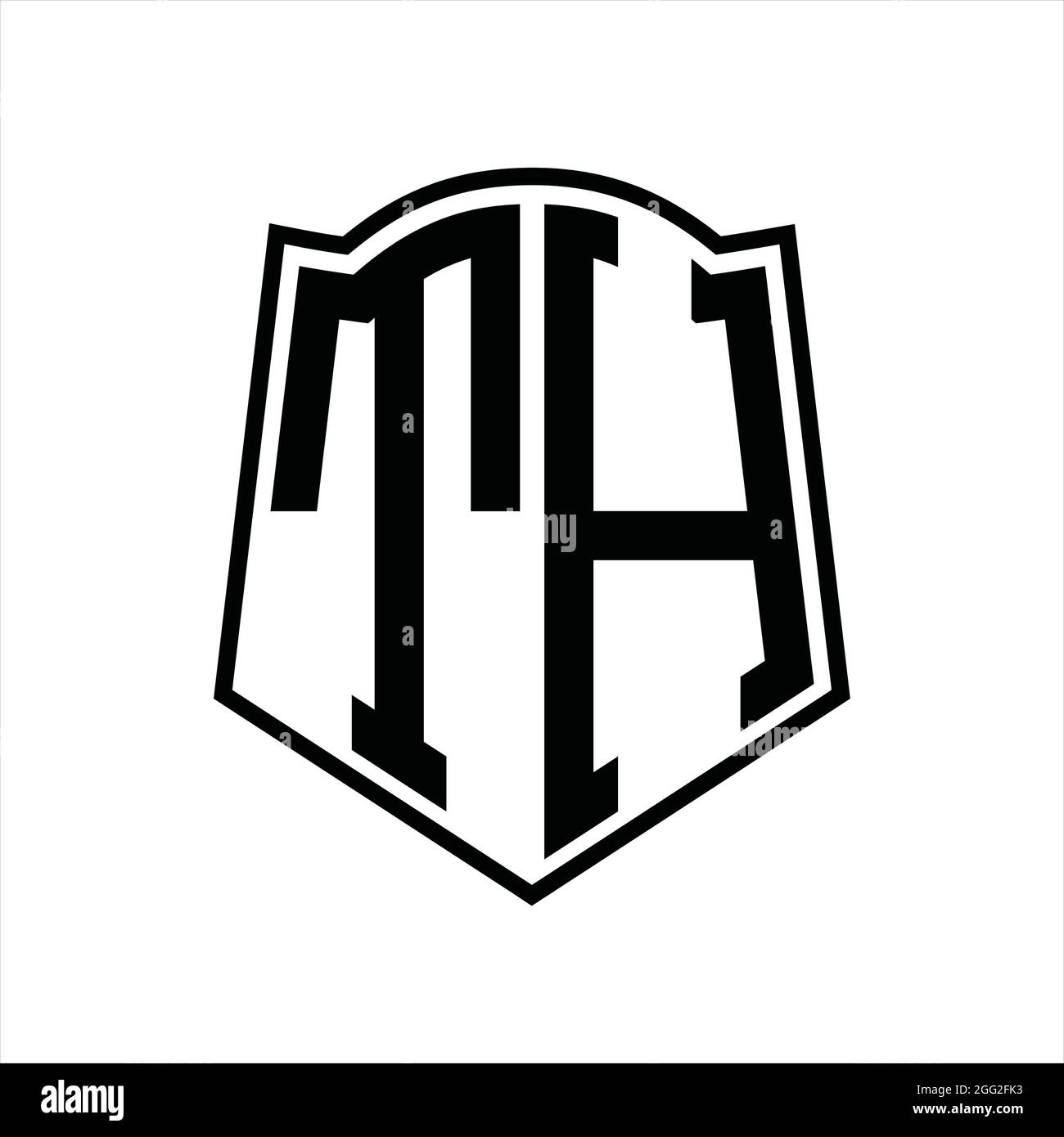 TH Logo monogram with shield shape outline design template isolated in ...