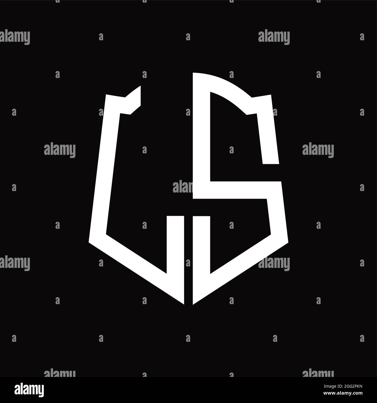 LS Logo monogram with shield shape ribbon black background design template Stock Vector Image ...