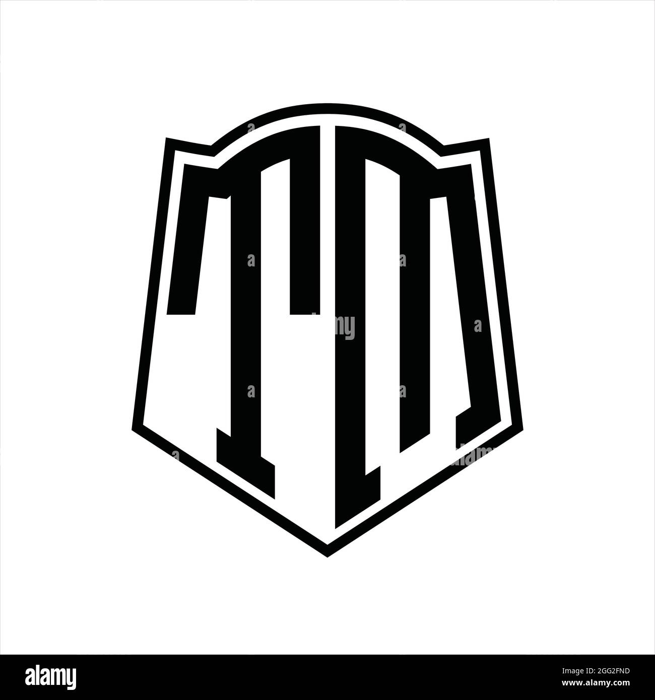 TM Logo monogram with shield shape outline design template isolated in ...