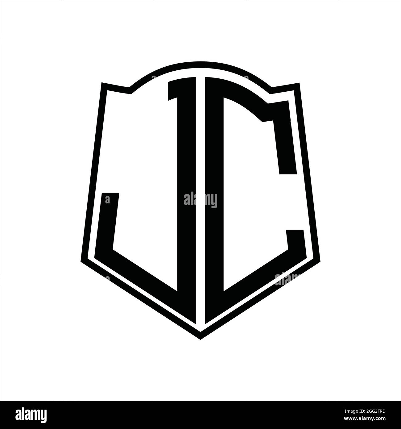 JC Logo monogram with shield shape outline design template isolated in white background Stock ...