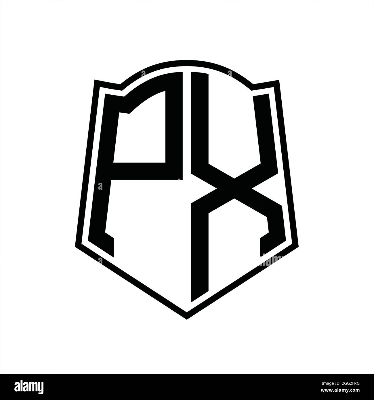 PX Logo monogram with shield shape outline design template isolated in ...