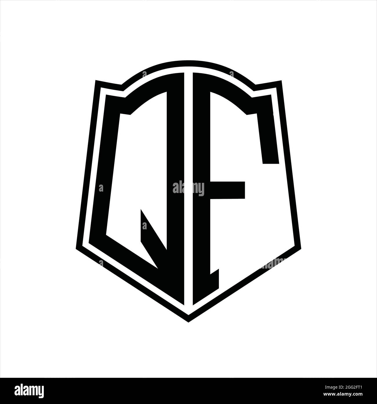 QF Logo monogram with shield shape outline design template isolated in ...