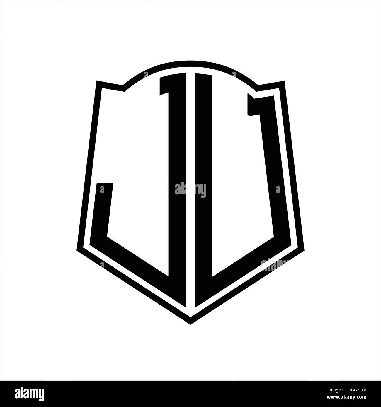 JU Logo monogram with shield shape outline design template isolated in ...