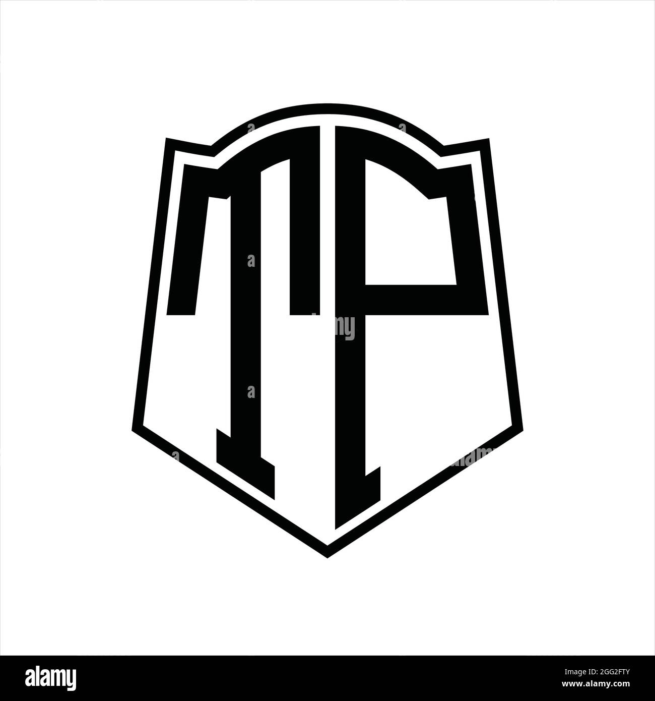 TP Logo monogram with shield shape outline design template isolated in ...
