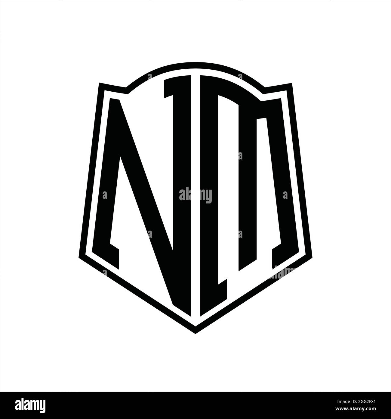 NM Logo monogram with shield shape outline design template isolated in ...
