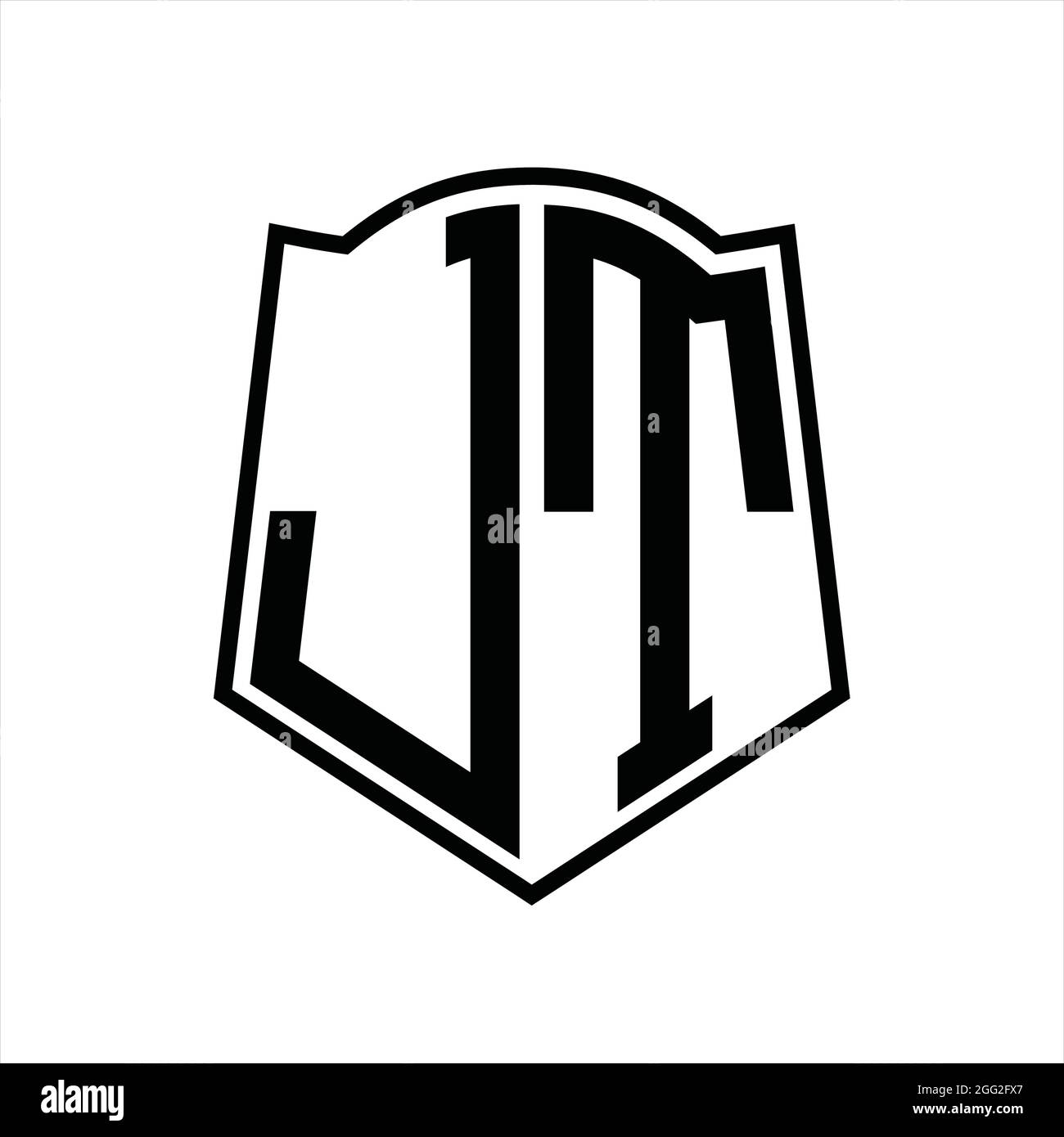 JT Logo monogram with shield shape outline design template isolated in white background Stock ...