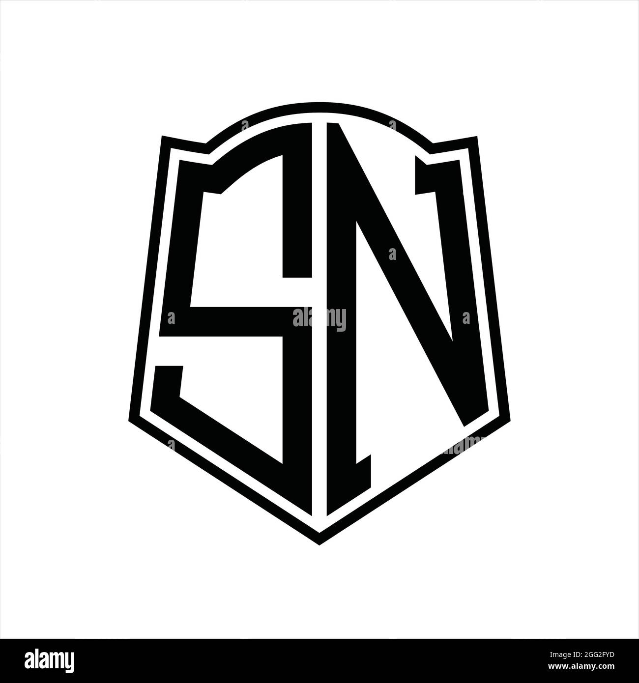 SN Logo monogram with shield shape outline design template isolated in ...