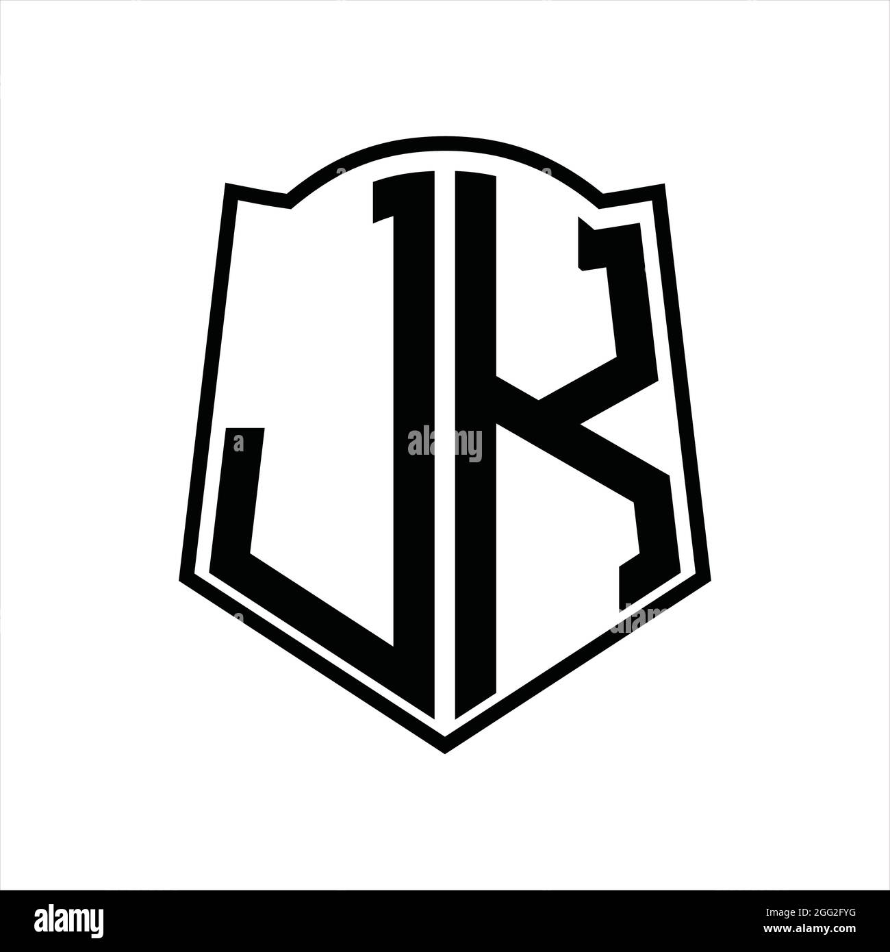 JK Logo monogram with shield shape outline design template isolated in ...