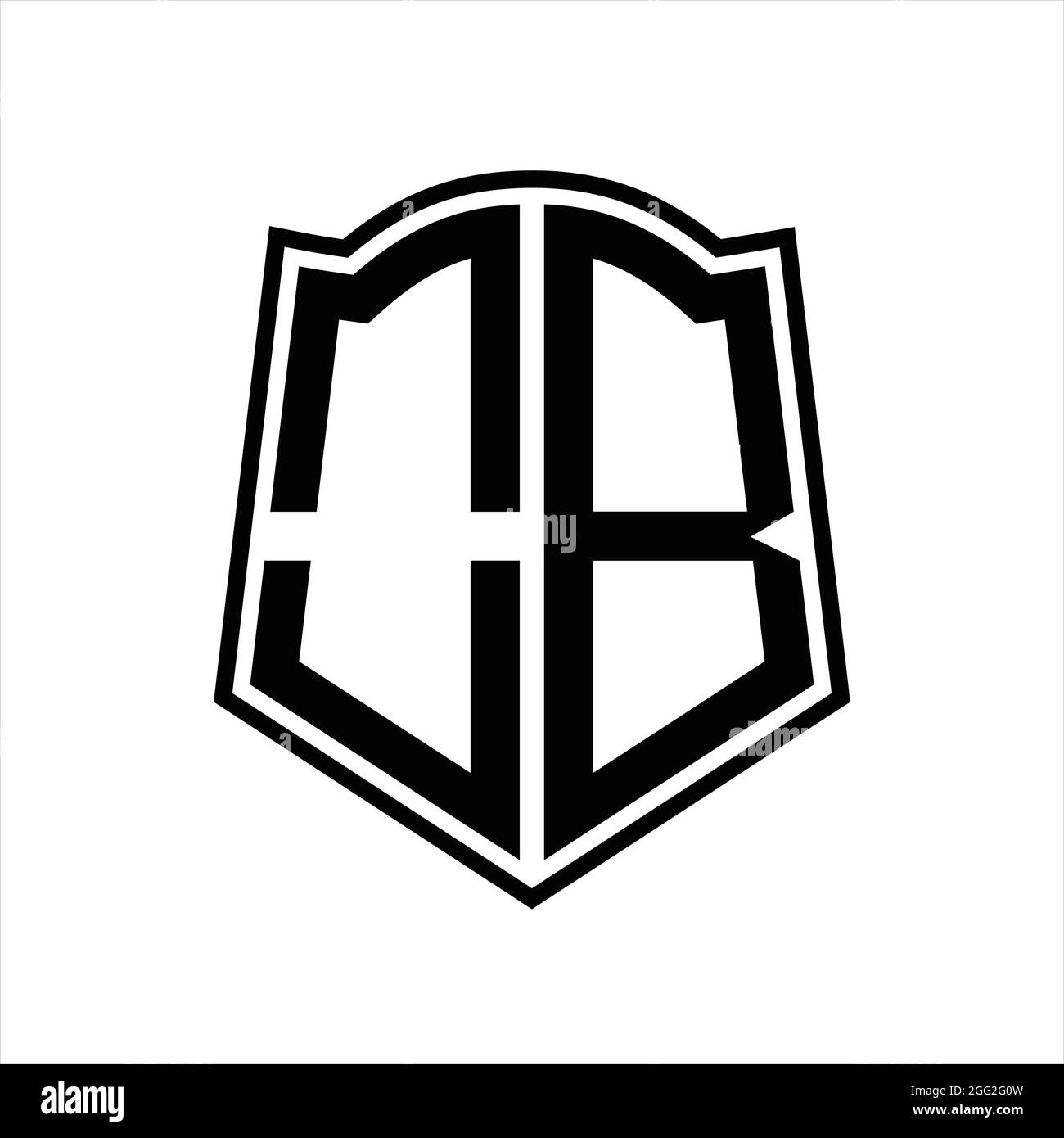 OB Logo monogram with shield shape outline design template isolated in ...