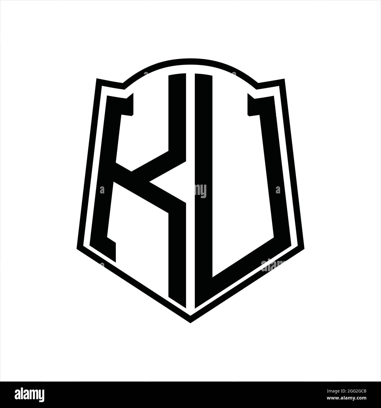 KU Logo monogram with shield shape outline design template isolated in white background Stock ...