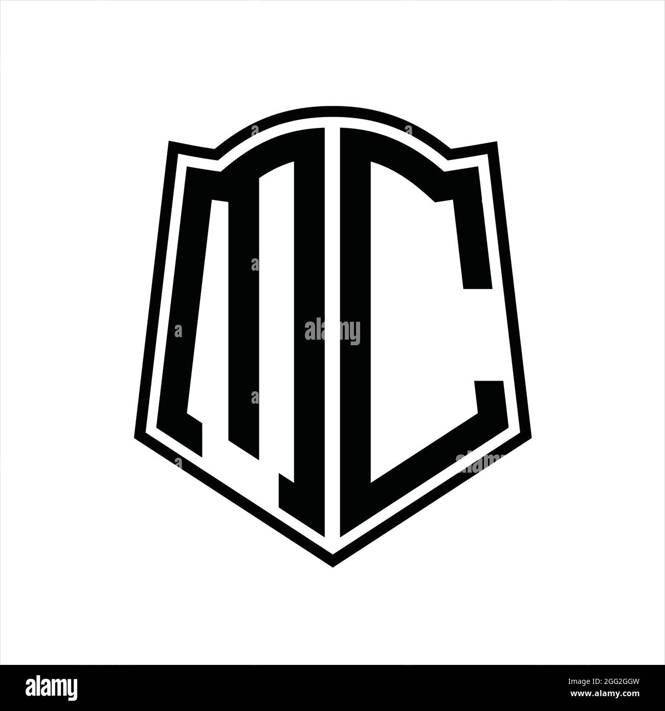 MC Logo monogram with shield shape outline design template isolated in ...