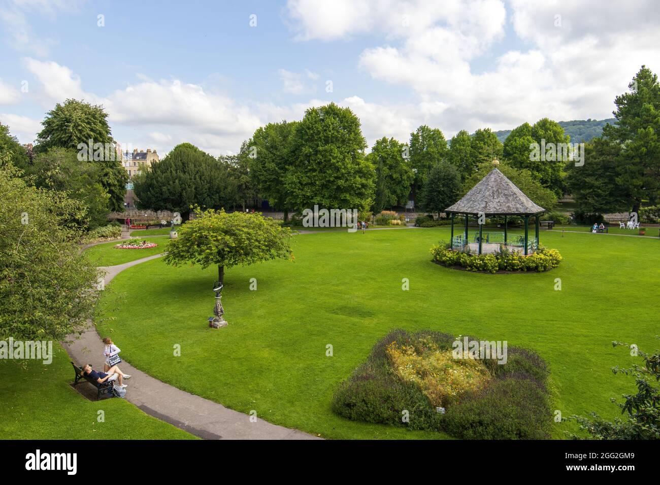 A view from North Parade of The Parade Gardens, Bath UK, with the ...