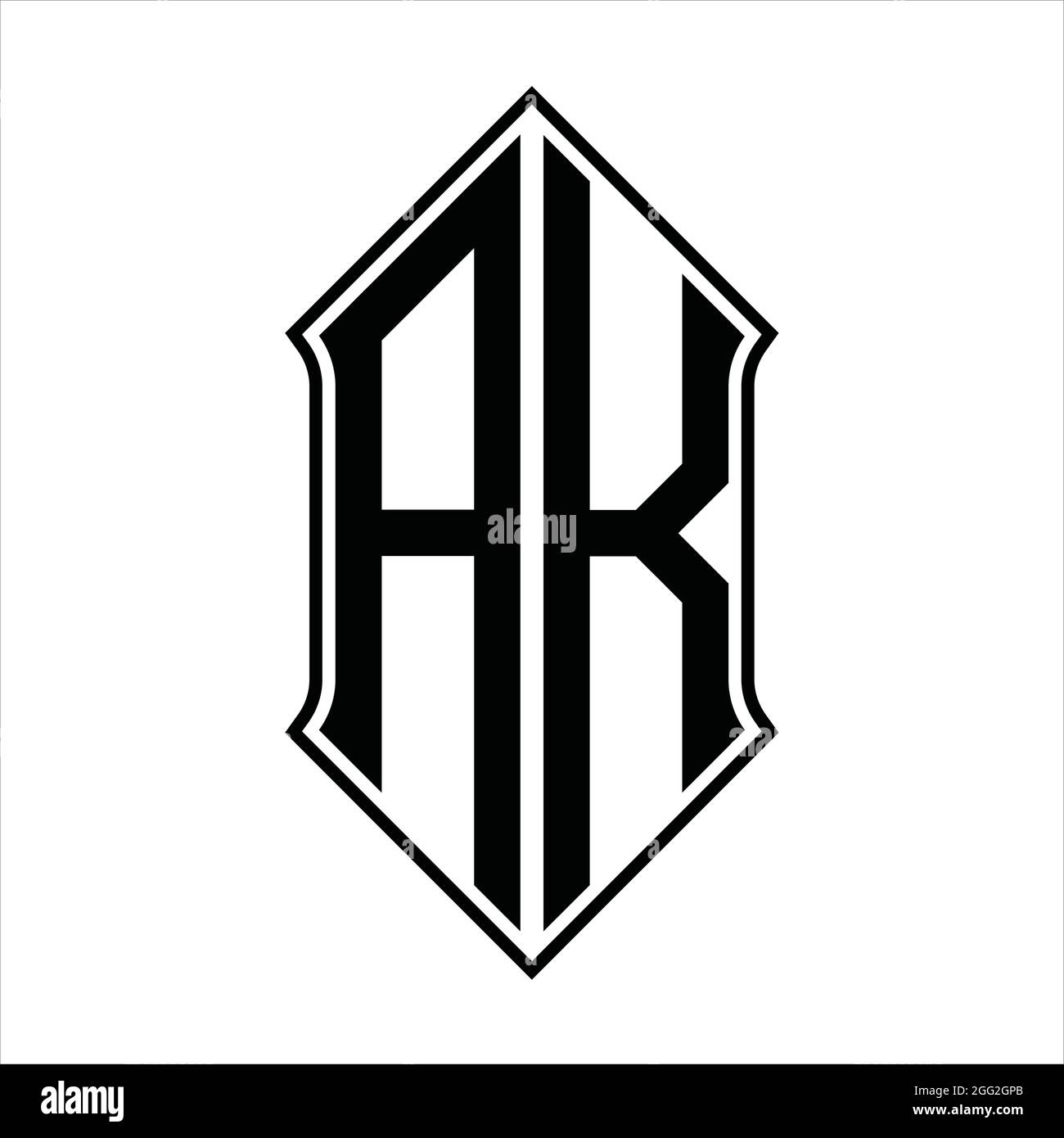 AK Logo monogram with shieldshape and black outline design template ...