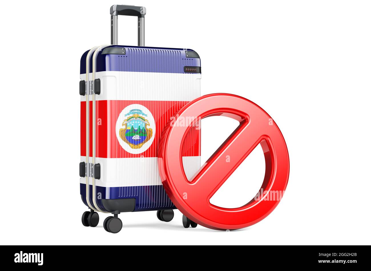 Costa Rica Entry Ban. Suitcase with Costa Rican flag and prohibition ...