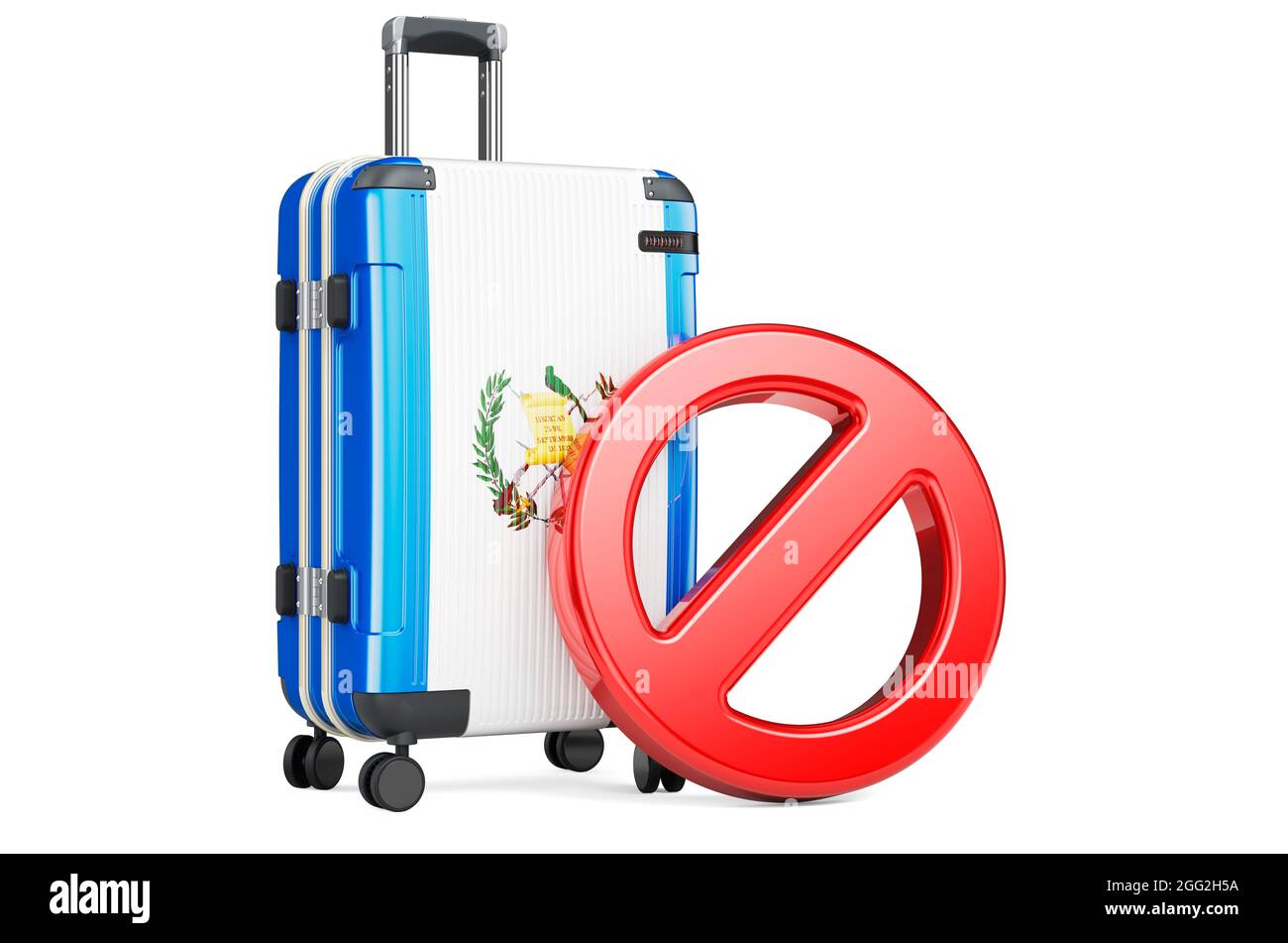 Guatemala Entry Ban. Suitcase with Guatemalan flag and prohibition sign ...