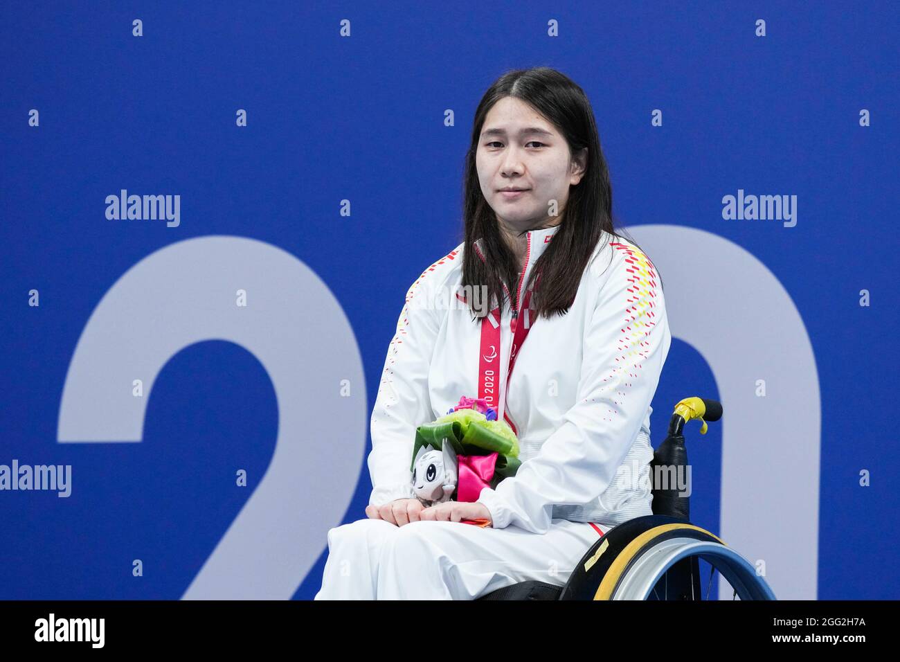 Tokyo, Japan. 28th Aug, 2021. Zhou Yanfei of China attends the medal ...