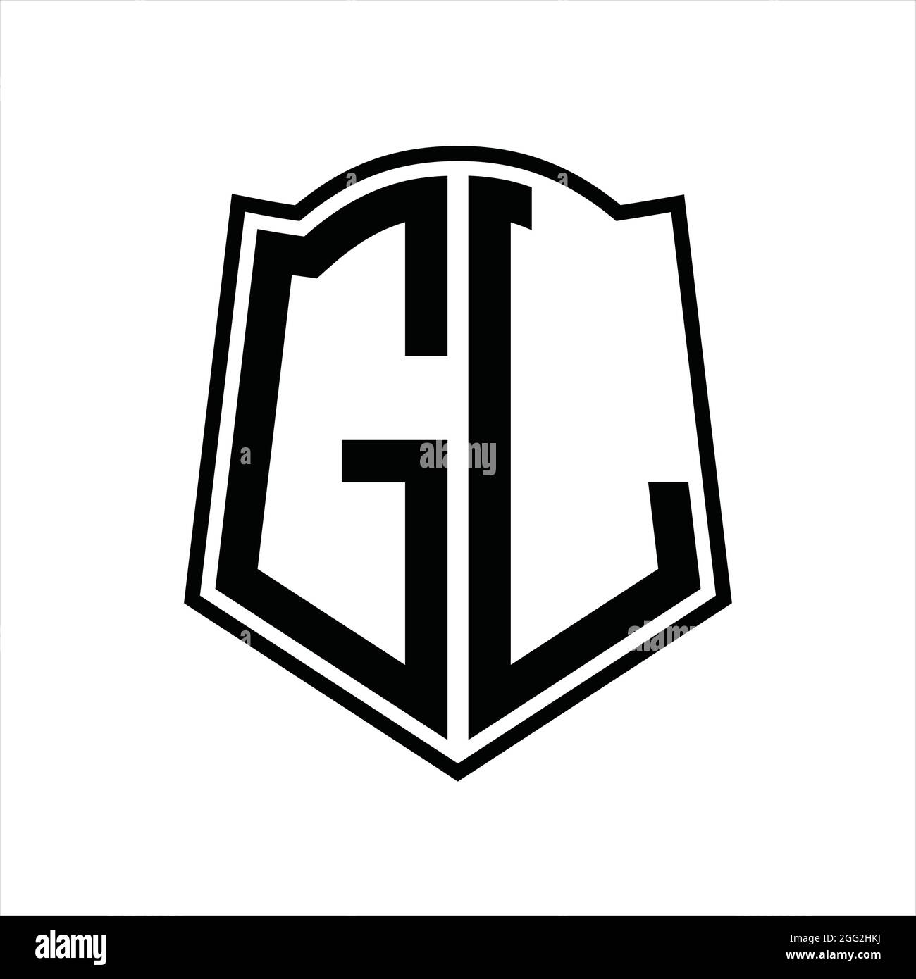 Logo monogram with shield shape outline design template isolated in ...