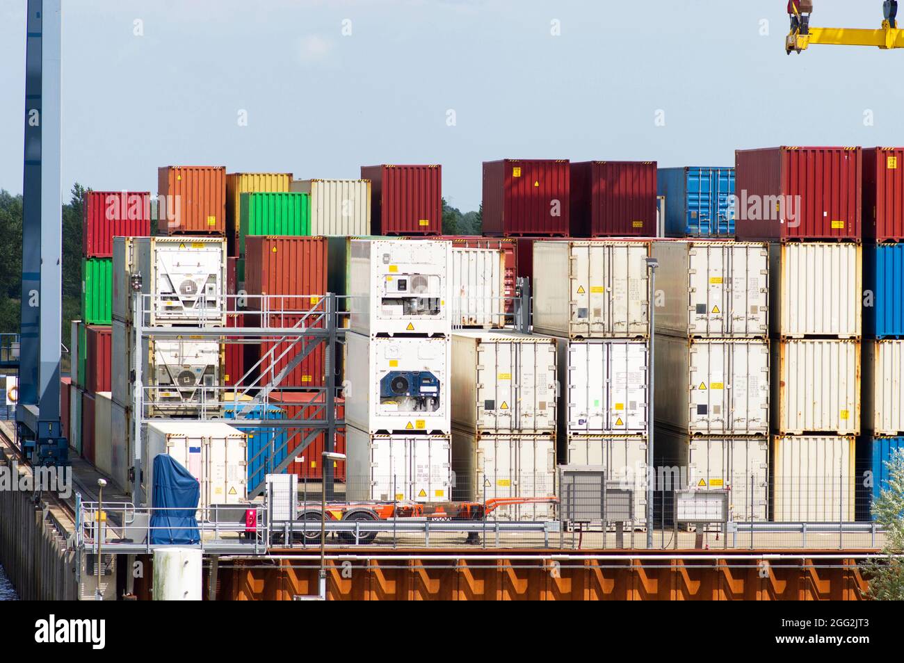 Stacked containers at a container terminal in Doesburg in the ...