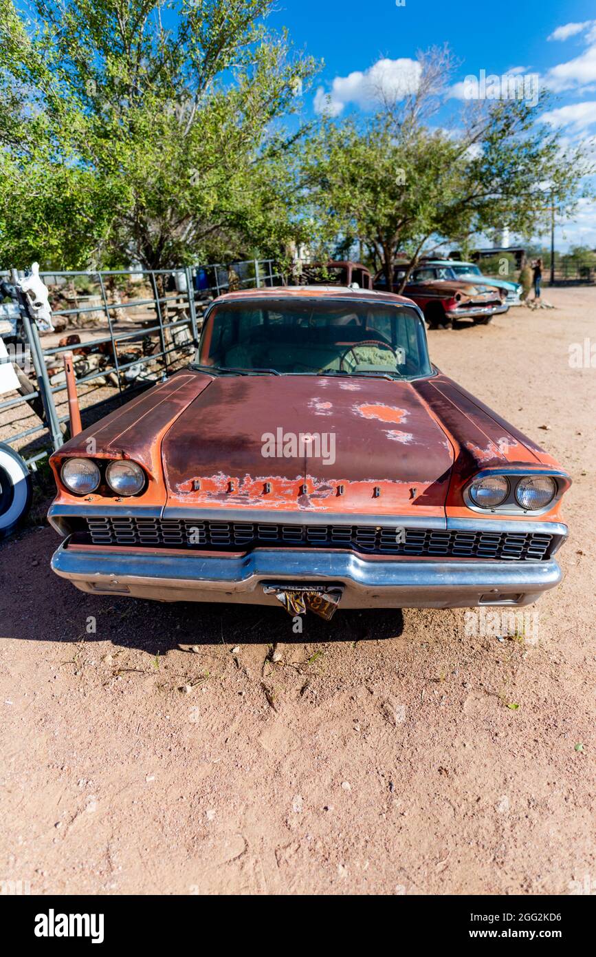 Old rusty red car fading in time Stock Photo - Alamy