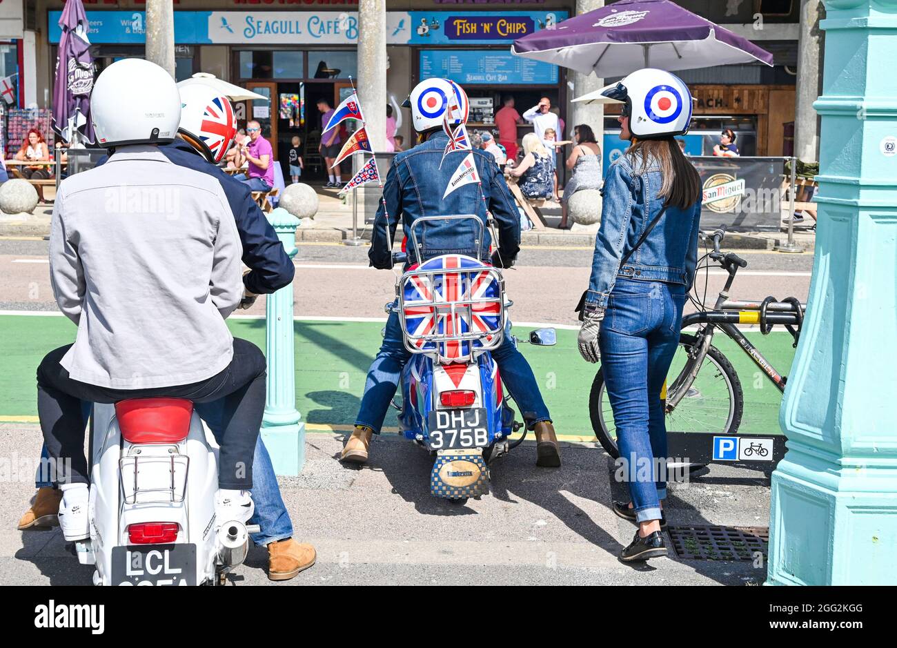 Brighton UK 28th August 2021 - Hundreds of Mods gather on Madeira Drive ...