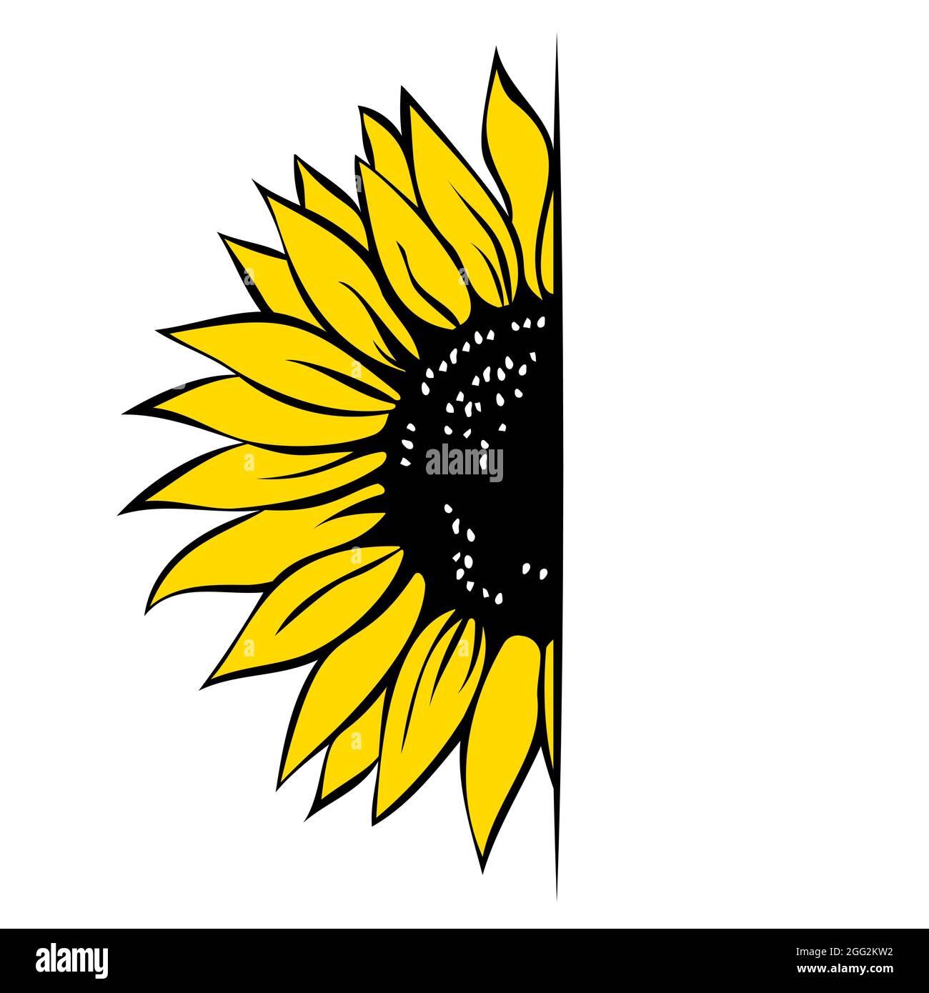 Sunflower monogram template, half sunflower, hand drawn vector ...