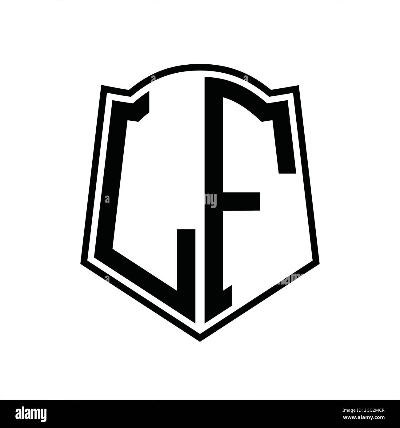 LF Logo monogram with shield shape outline design template isolated in ...