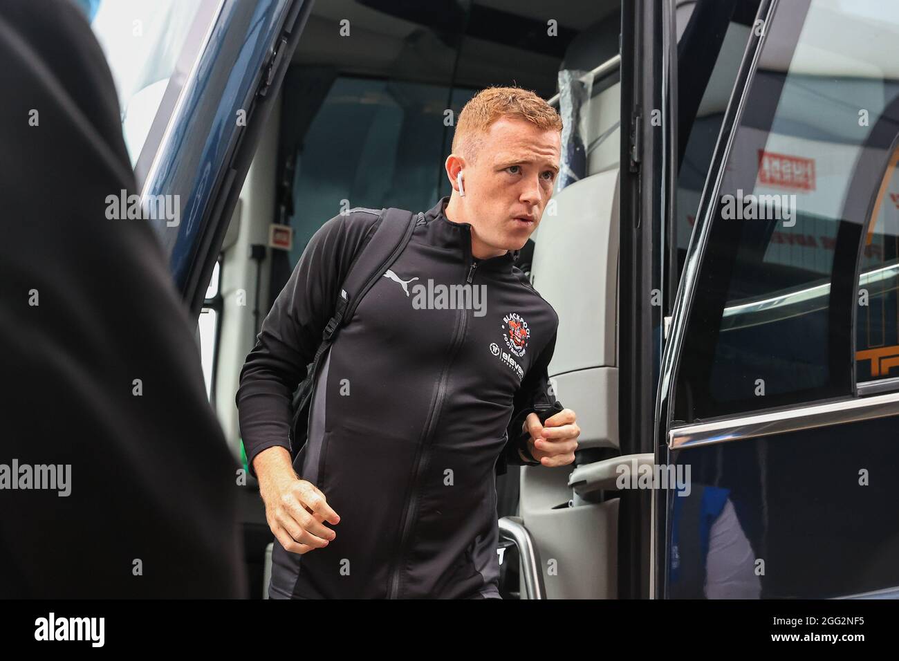 Shayne Lavery #19 of Blackpool arrives at The Den Stock Photo - Alamy