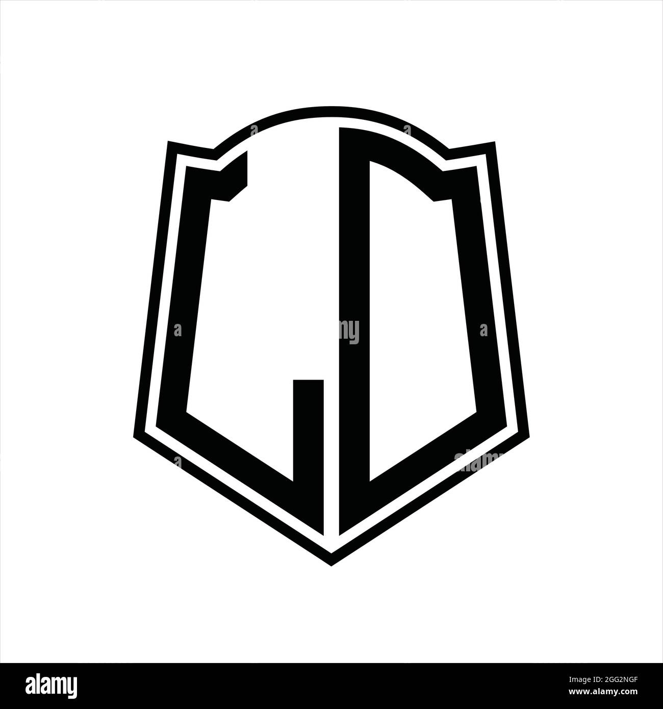 LD Logo monogram with shield shape outline design template isolated in ...