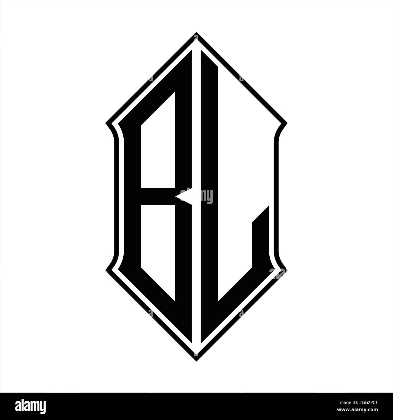 BL Logo monogram with shieldshape and black outline design template ...
