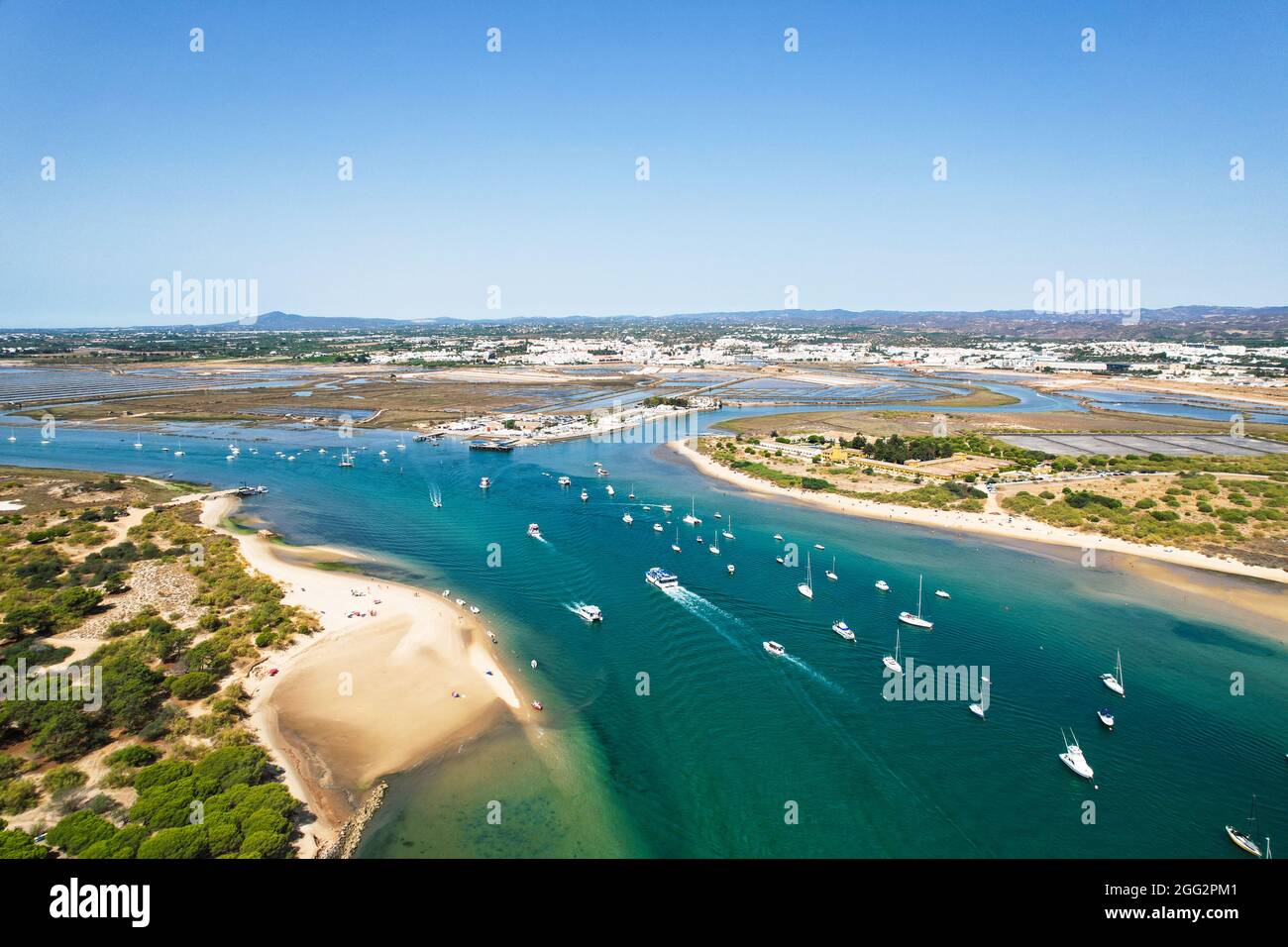Aerial view of the Tavira Island beach, a tropical island near the town ...