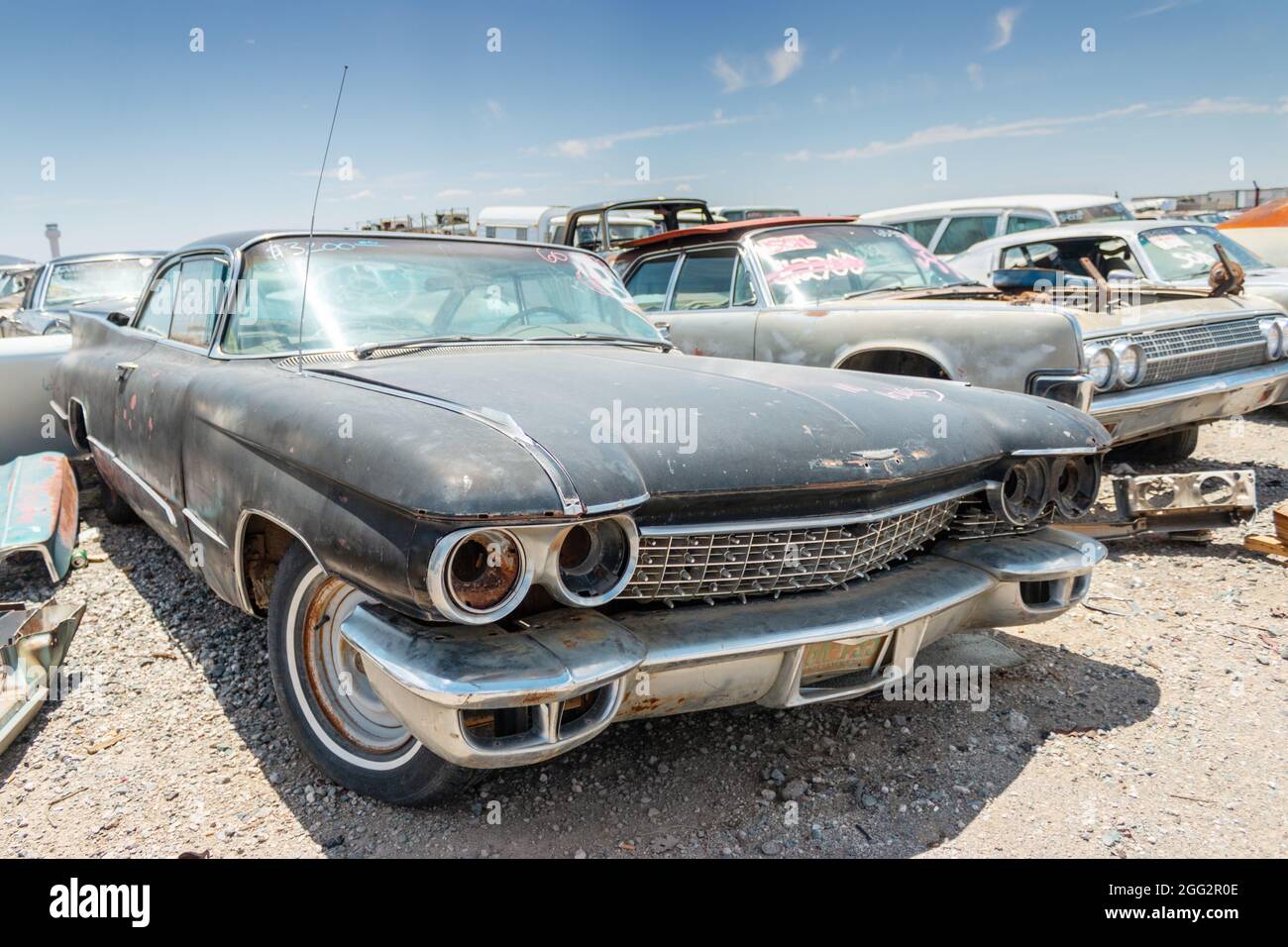 classic 1960s 1960 CADILLAC COUPE DE VILLE vintage American cars in Arizona junkyard Stock Photo ...