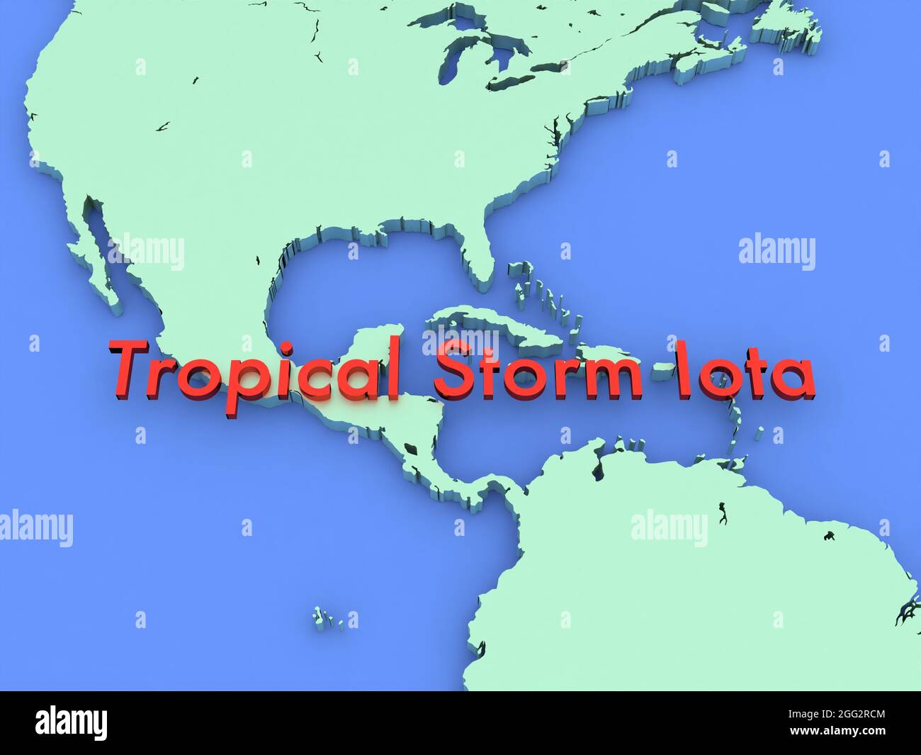 Illustration showing Tropical Storm Iota forecast hitting Central ...