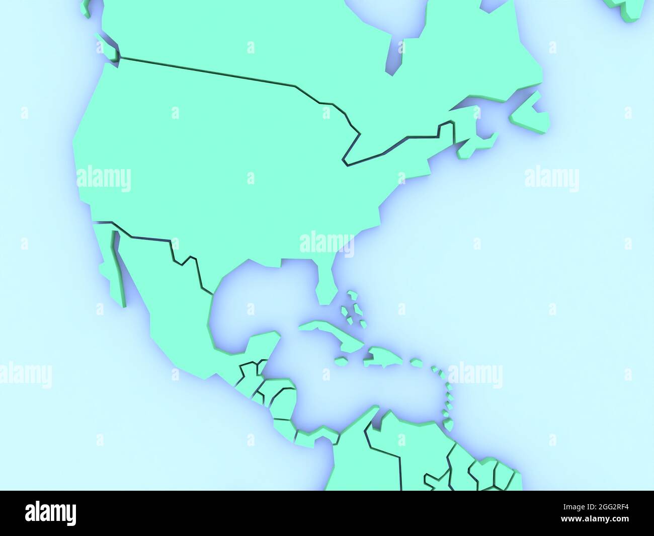 3D rendered map of middle America Stock Photo - Alamy