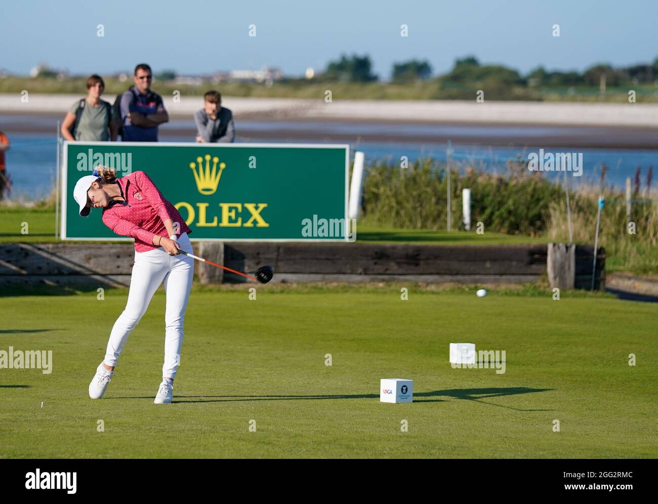 Team USA's Rachel Heck drives from the 18th tee during the 2021 Curtis ...